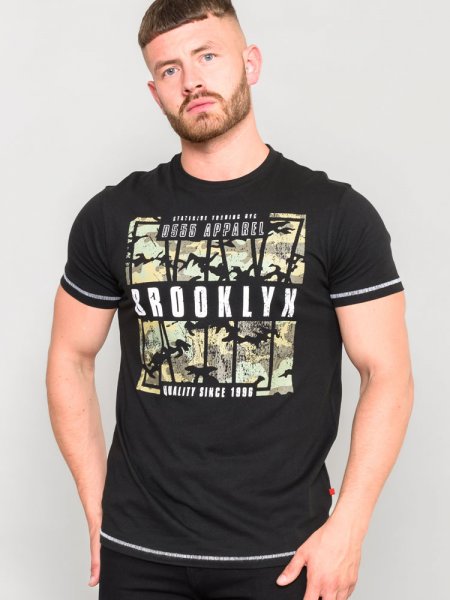 The Duke Clothing Co. - BRICKET-D555 Camo Brooklyn Printed T-Shirt-Black...